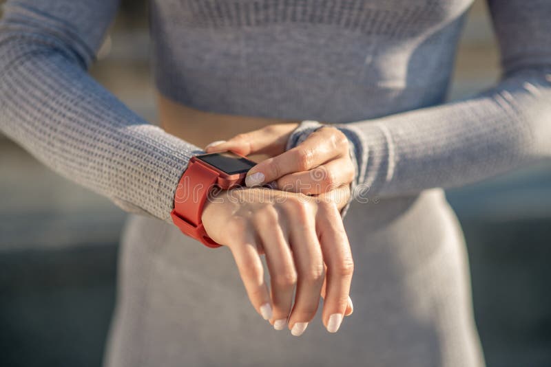 Close Up Picture of Female Hand with a Smartwatch on it Stock Photo ...