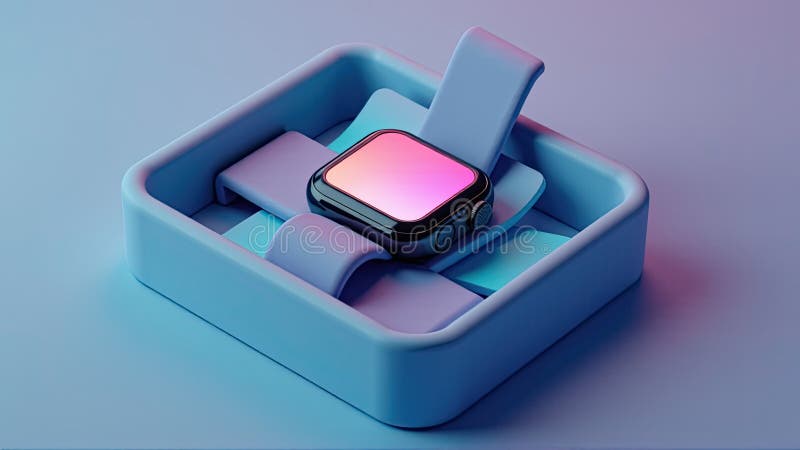 Smartwatch in a Colorful Box Stock Illustration - Illustration of tech ...