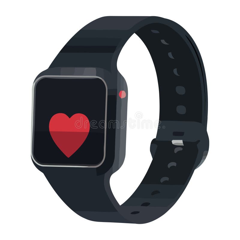 Smartwatch Device with Heart Stock Illustration - Illustration of clock ...