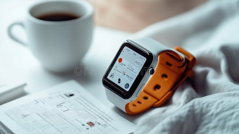 Smartwatch with Digital Interface on Cozy Setup Stock Illustration ...