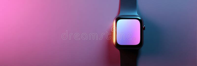 Smartwatch Display with Glowing Screen on an Empty Pastel Background ...