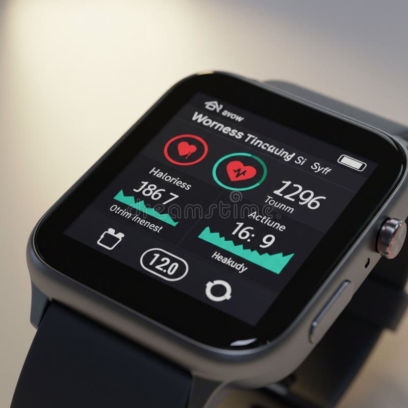 Smartwatch Display Showing Various Health Metrics. the Screen Features ...