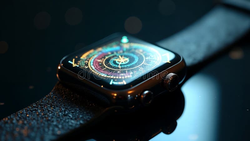 Smartwatch Displaying Complex Interface with Abstract Graphics on a ...