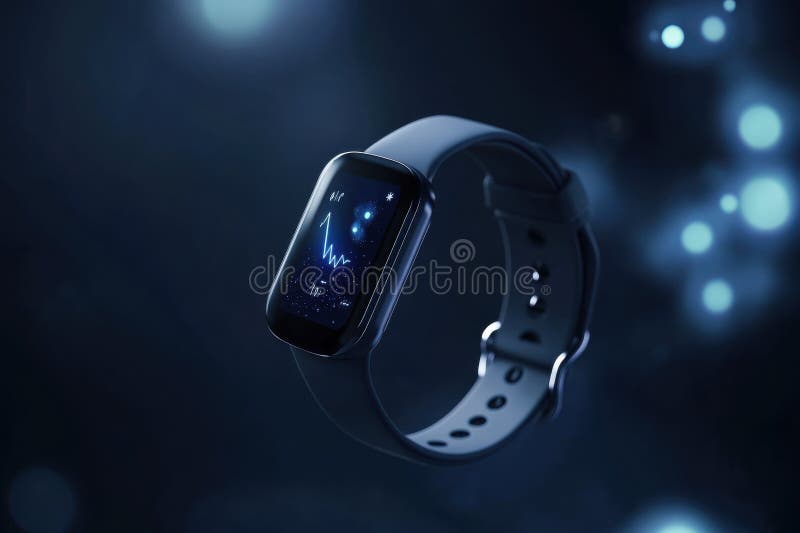 Smartwatch Displaying Health Data and Notifications with a Dark ...