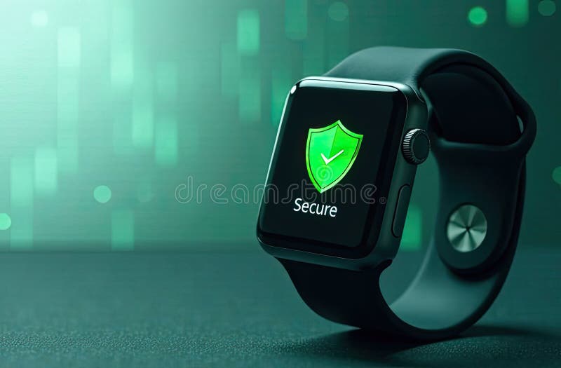 Smartwatch Displaying Security Icon in a Sleek and Modern Setting Stock ...