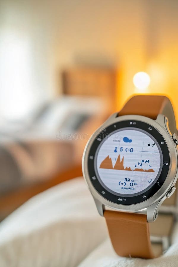 Smartwatch Displaying Sleep Data with Bedroom Background, Enhancing ...