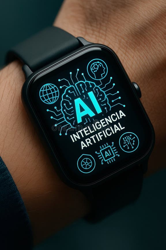 A Smartwatch Displays a Digital Interface Focused on Artificial ...