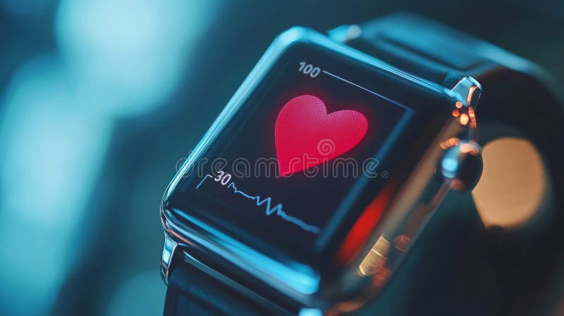 Smartwatch Displays Heart Rate and Rhythm Data Stock Illustration ...