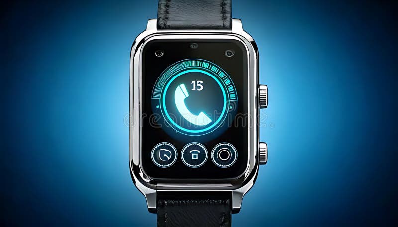 Smartwatch Displays an Incoming Call Notification on Its Screen Stock ...