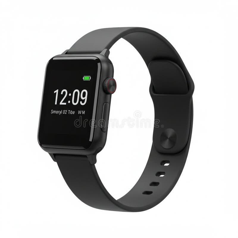 Smartwatch Featuring a Black Rectangular Touchscreen Display with a ...