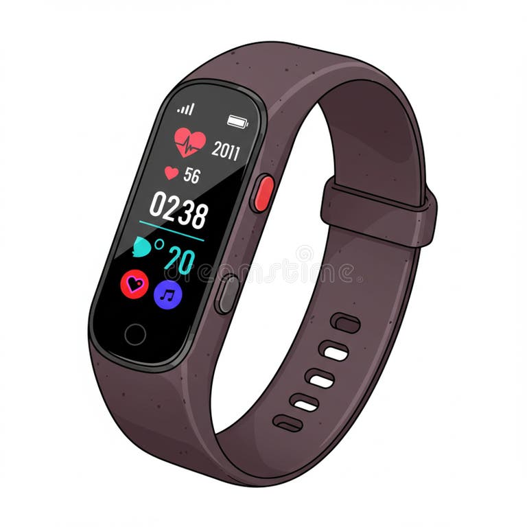 Smartwatch Featuring a Rectangular Digital Display on a Brown Strap ...