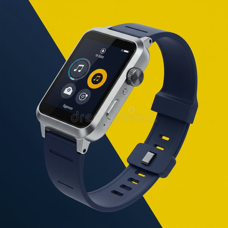 Smartwatch Featuring a Rectangular, Silver Case and a Digital ...