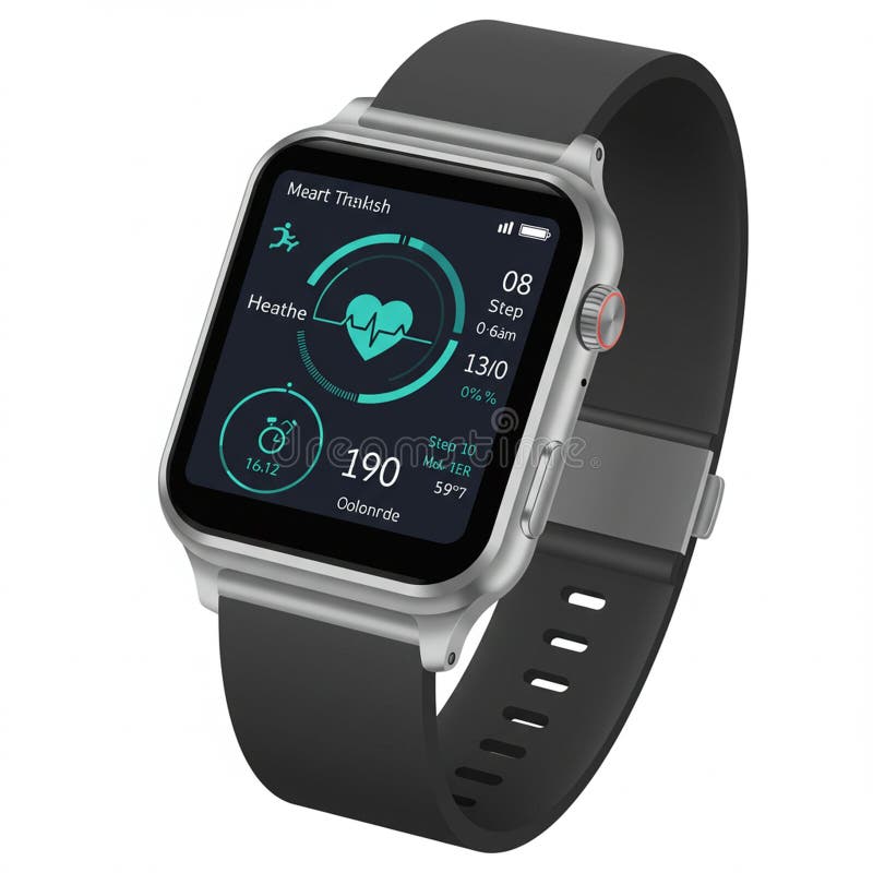 Smartwatch Featuring a Rectangular Touch Screen with a Sleek Silver ...