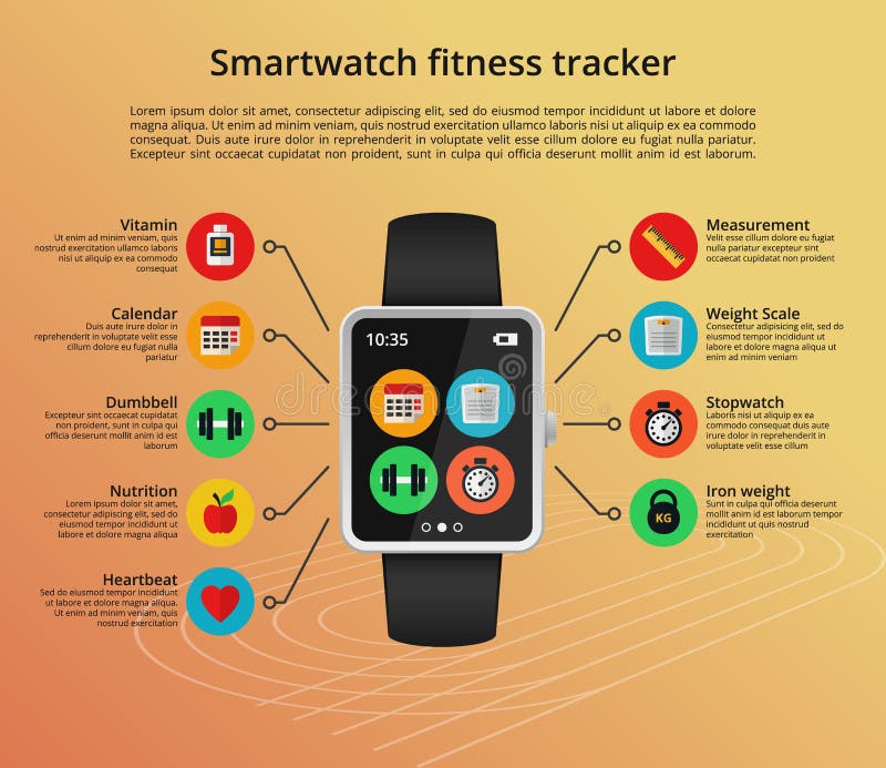 Smartwatch run Fitness stock illustration. Illustration of interface ...