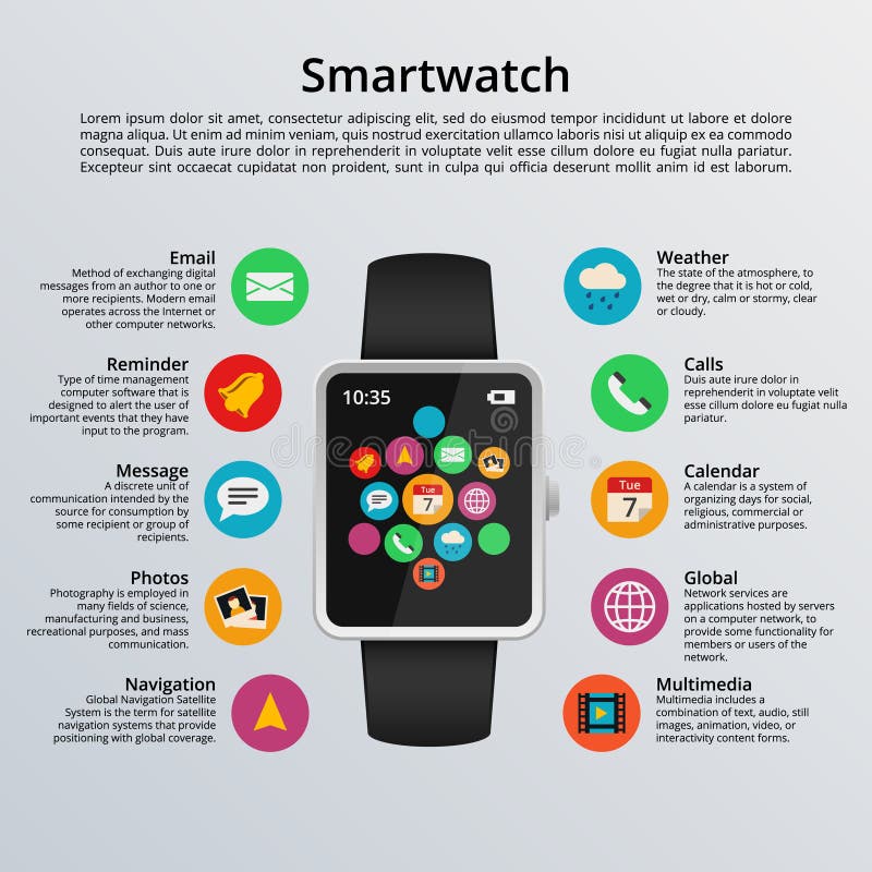 Smartwatch flat design stock vector. Illustration of innovation - 51778911