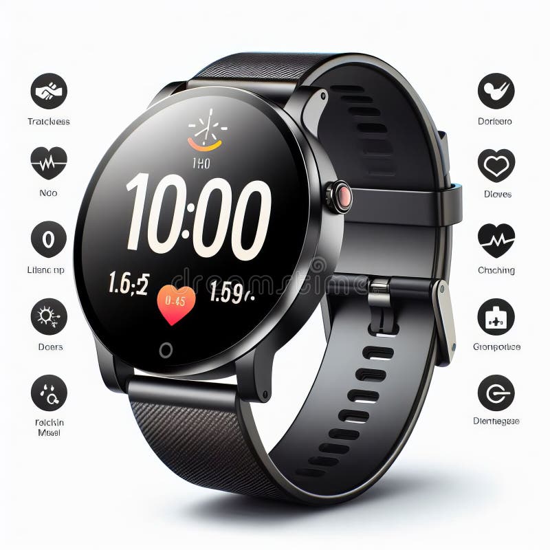Smartwatch with a Flat Touchscreen Display and Activity Trackin Stock ...