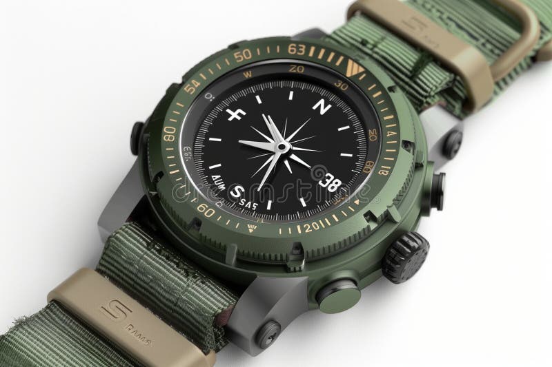 A Smartwatch with a Forest Green Strap and a Titanium Case, Displaying ...