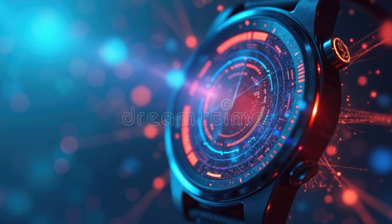 Smartwatch with Futuristic Design. Tech Concept with Digital Interface ...
