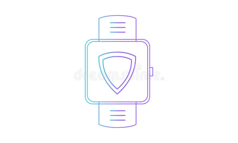 Smartwatch Icon, Smartwatch Security, Protection Icon. Outline Gradient ...