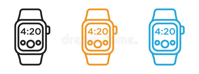Smartwatch Icon Thin Line Illustration Set Stock Vector - Illustration ...