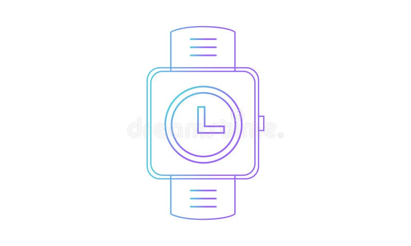 Smartwatch Icon, Smartwatch Time Icon. Outline Gradient Style Vector ...