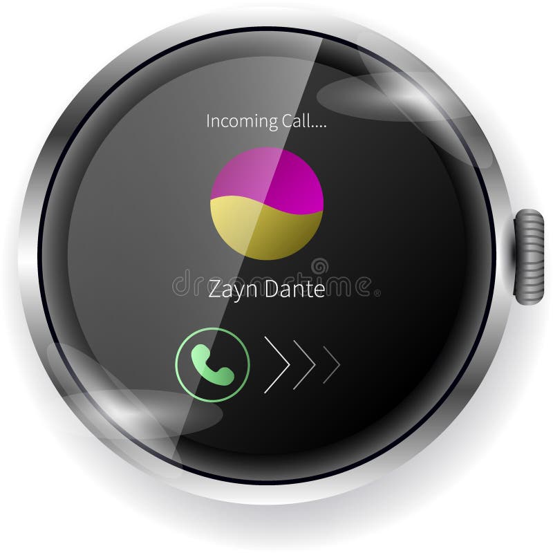 Smartwatch Incoming Call UI Screen with Contact Avatar and Answer ...