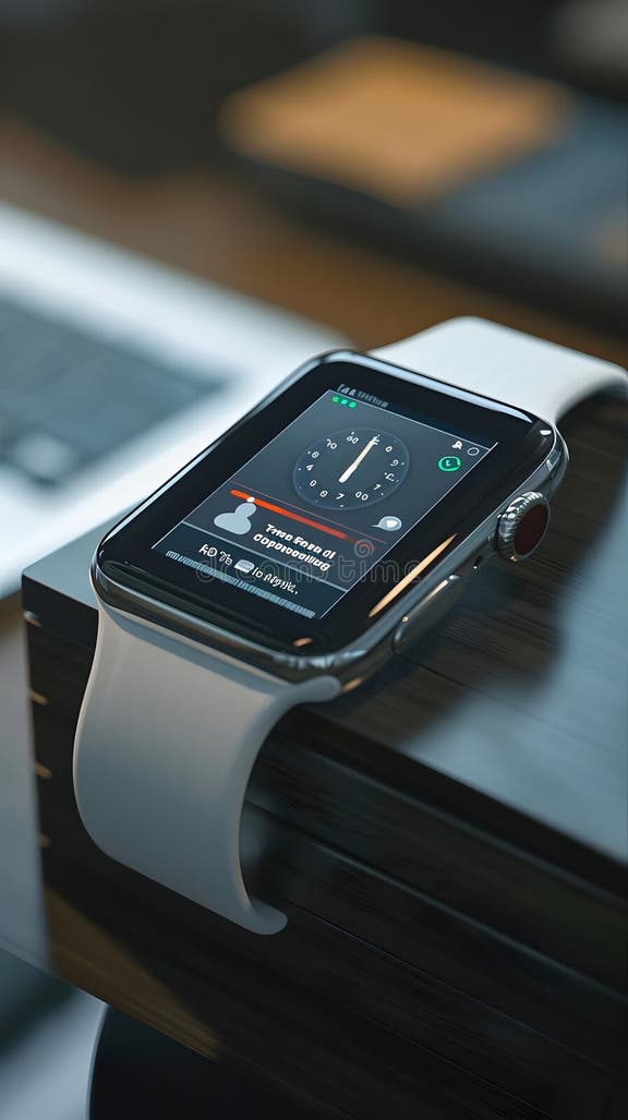 Smartwatch Interface Displays Fitness Data and Notifications, Featuring ...