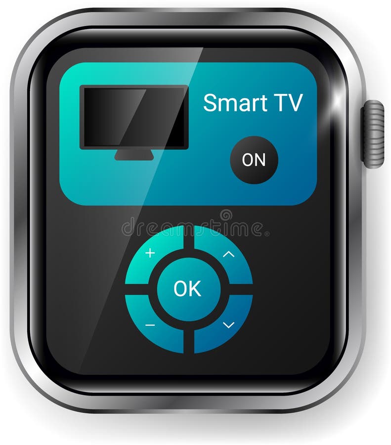 Smartwatch Interface for Smart TV Control with Navigation Buttons Stock ...