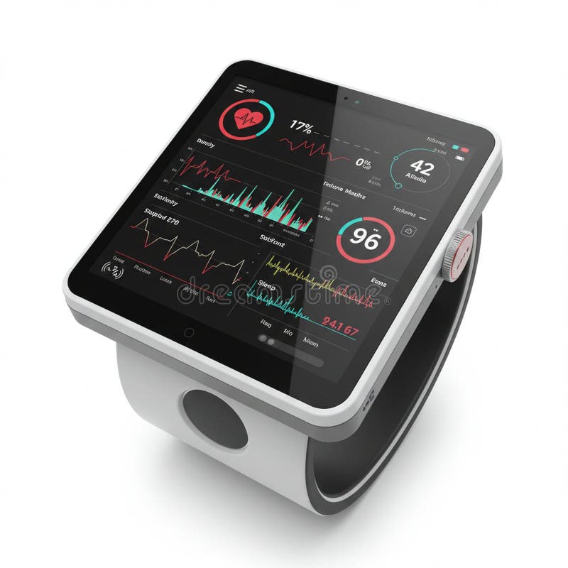 A Smartwatch with a Large, Rectangular Touchscreen Display Shows Health ...