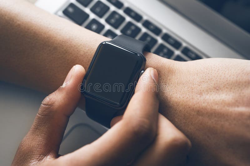 Smartwatch stock image. Image of mens, laptop, communication - 87893037