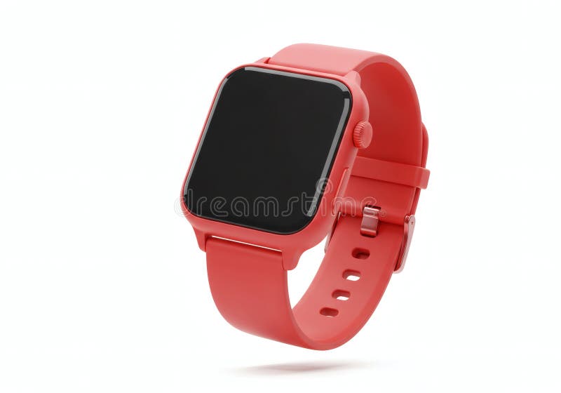 Smartwatch Mockup Displaying Red Design Isolated on White Background ...