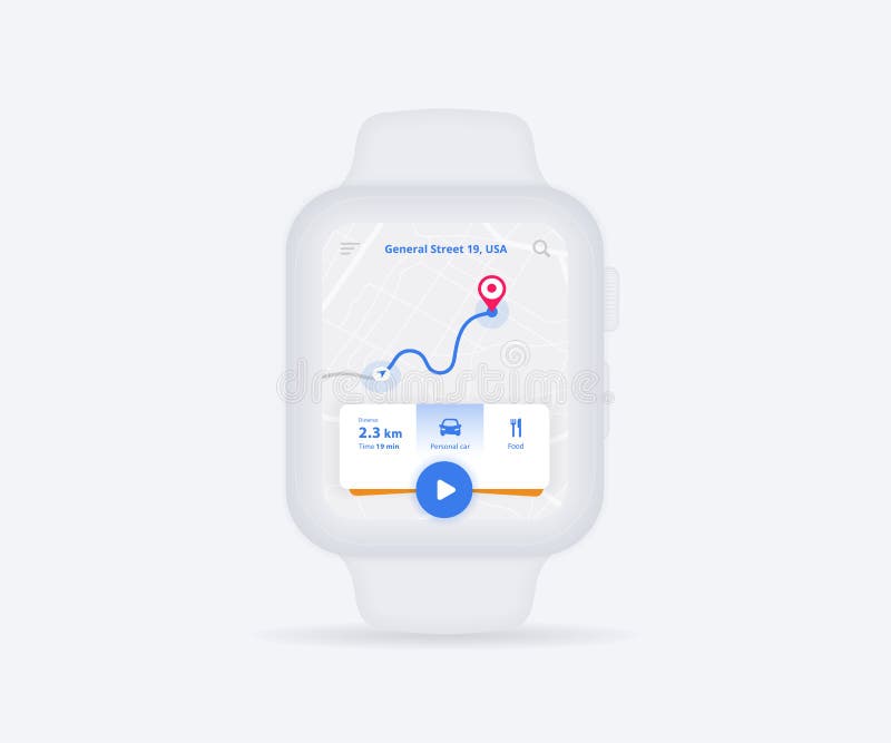 Smartwatch Map GPS Navigation App Ux Ui, Clock Map Fitness Application ...