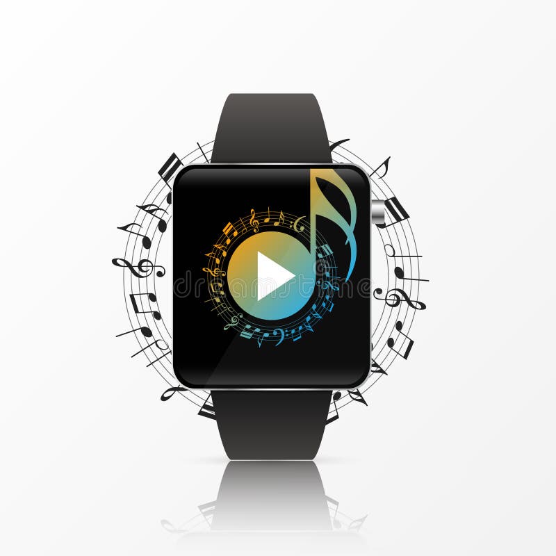 Smartwatch Music Player App Technology Outline Stock Vector ...