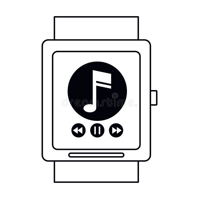 Smartwatch Music Player App Technology Outline Stock Vector ...