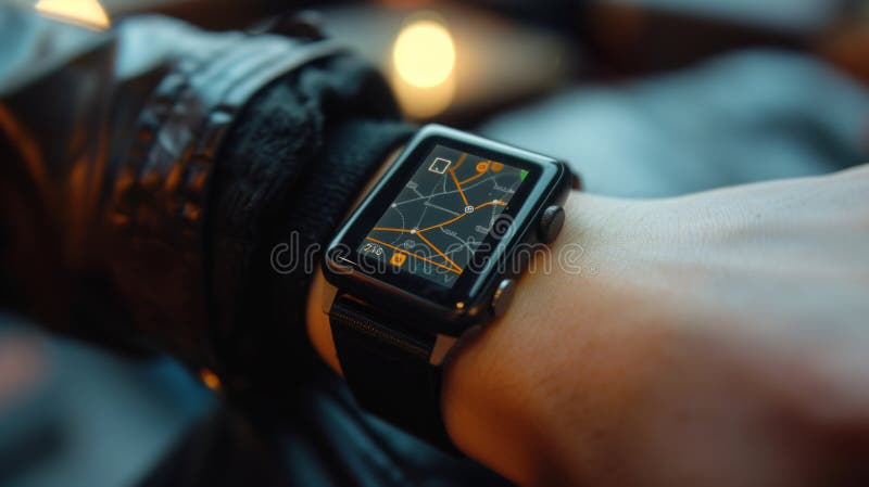 Smartwatch Navigation Map Display Closeup Stock Photo - Image of ...