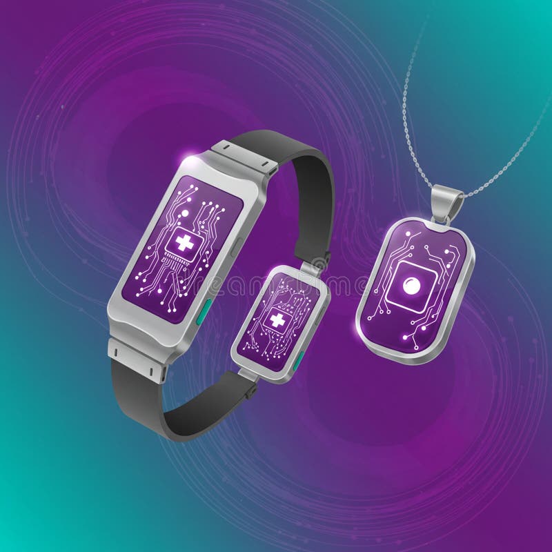 Smartwatch and Pendant Set Featuring Digital Interfaces with Circuit ...