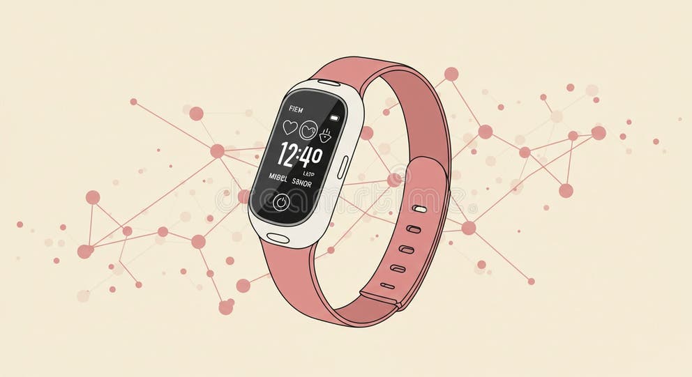 Smartwatch with a Pink Band and a Black Rectangular Display, Showing ...