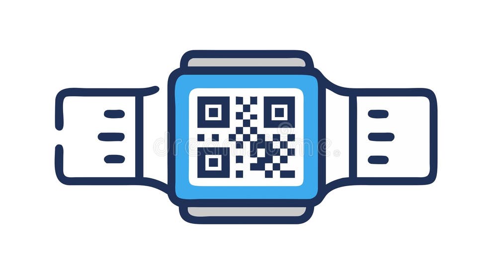Smartwatch with QR Code Display Icon Vector, Vector Design Generative ...