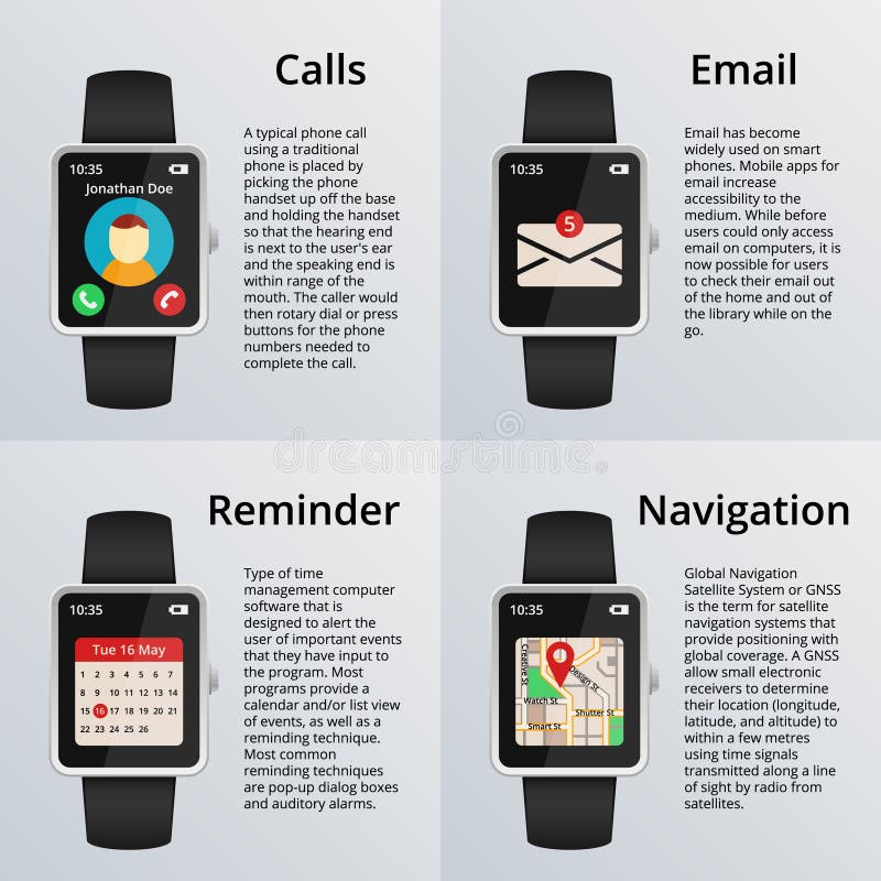 Smartwatch. Receiving Calls and Unread Messages, Navigation Map ... Smartwatch. Receiving Calls and Unread Messages, Navigation Map ...