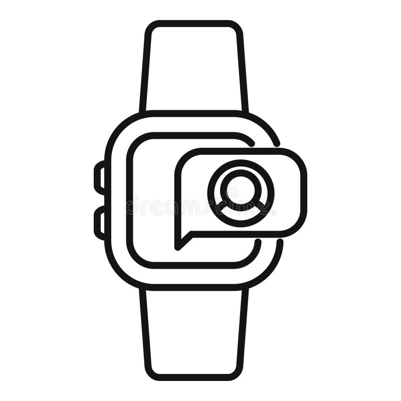 Smartwatch Receiving Message with Contact Icon on Screen Outline Icon ...