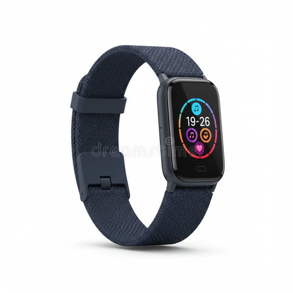 Smartwatch with a Rectangular Black Face Displaying a Digital Interface ...