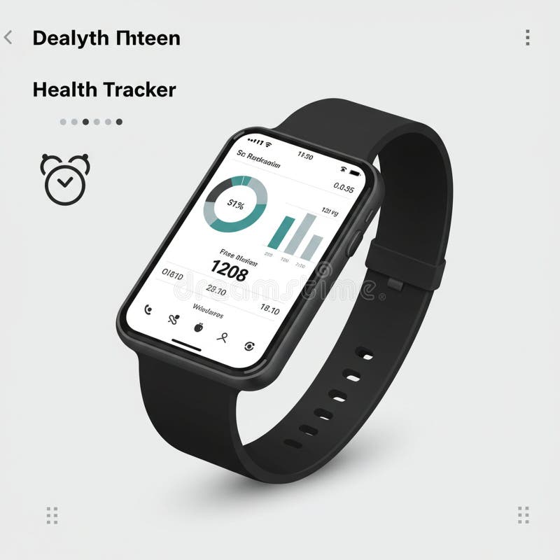 Smartwatch with a Rectangular Display, Featuring a Black Band. the ...