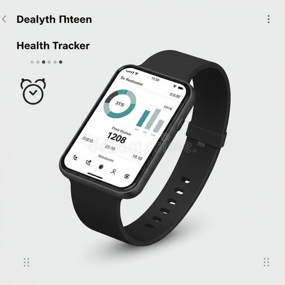 Smartwatch with a Rectangular Display, Featuring a Black Band. the ...