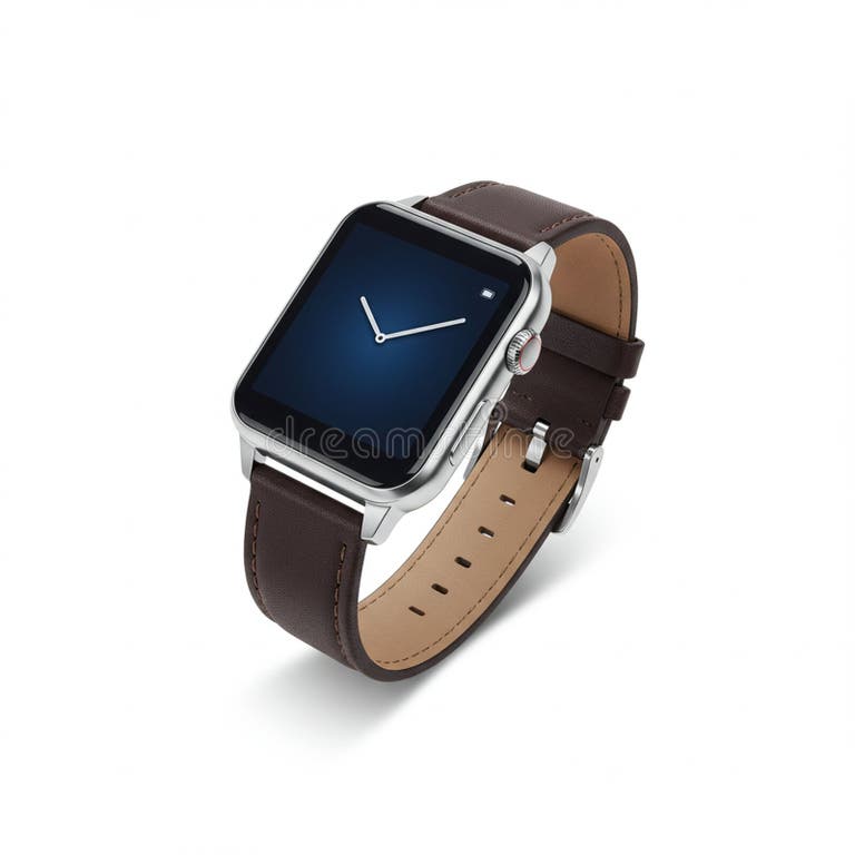 Smartwatch with a Rectangular Display Featuring a Minimalist Clock Face ...