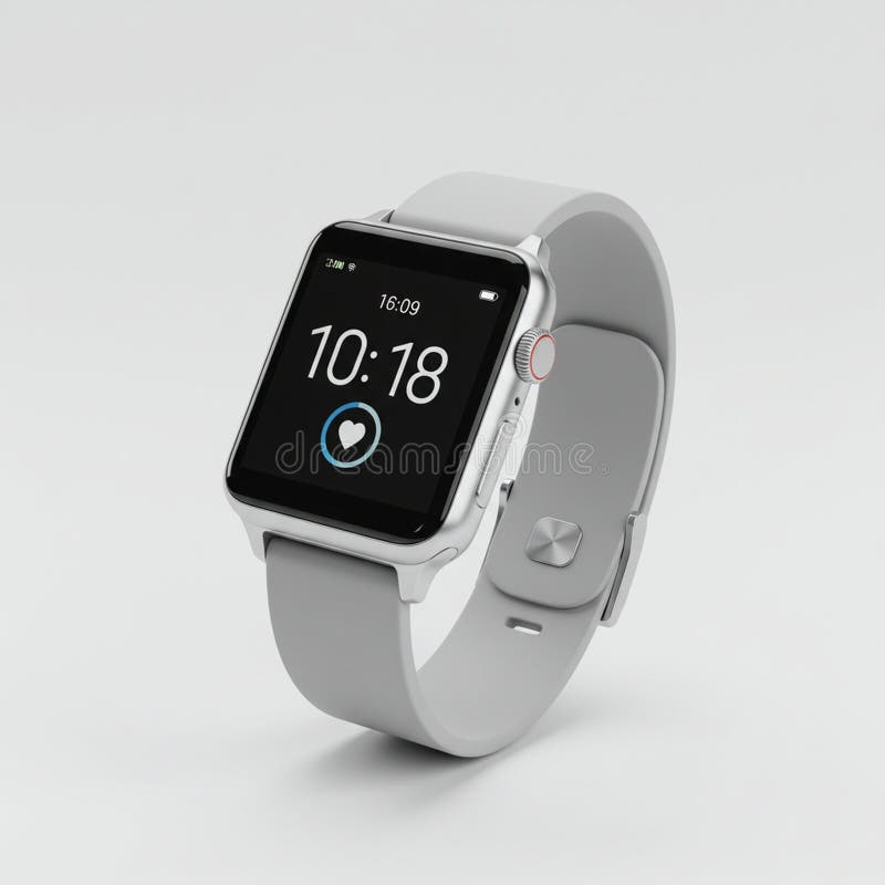 Smartwatch with a Rectangular Screen Displays the Time, 10:18, and a ...