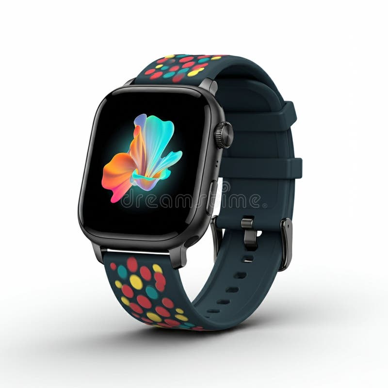 Smartwatch with a Rectangular Touchscreen Display, Depicting a Vibrant ...