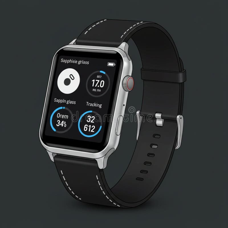 Smartwatch with a Rectangular Touchscreen Display Set in a Silver ...