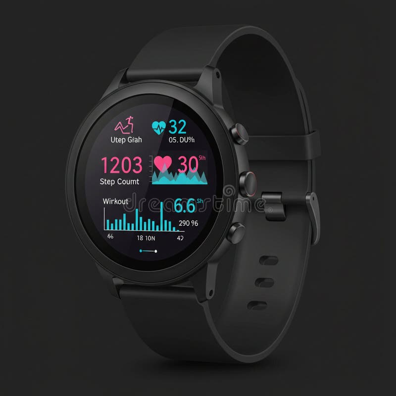 Smartwatch with a Round Face, Black Strap, and Multiple Functionality ...