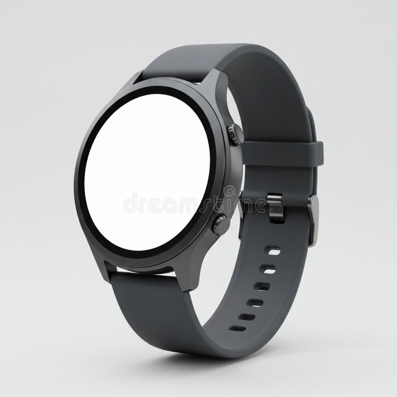 Smartwatch with a Round, Stainless Steel Casing and Rubber Strap. the ...