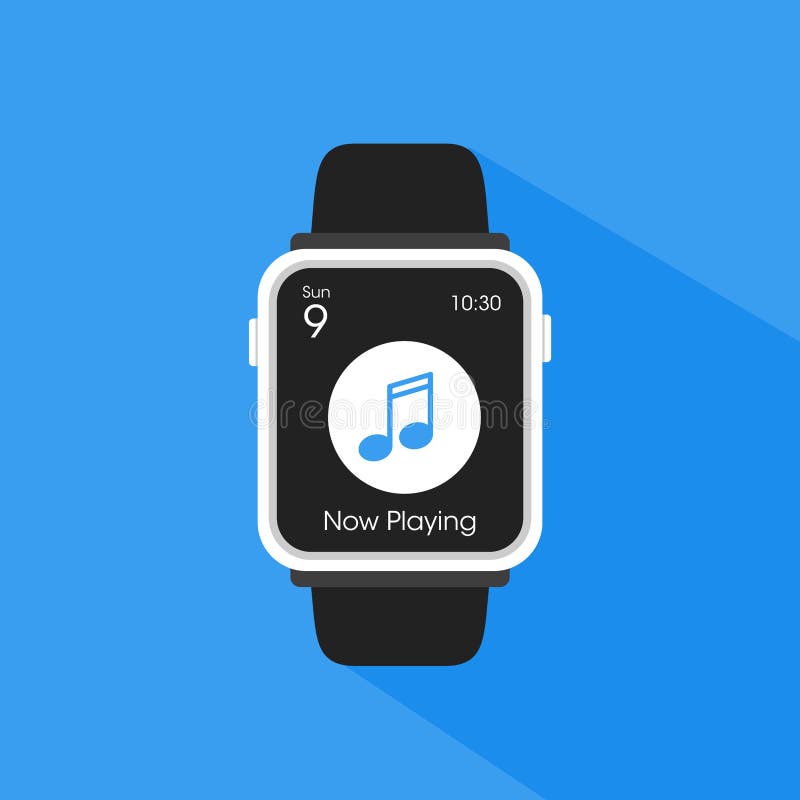 Smartwatch Runs a Music Player Application Stock Vector - Illustration ...
